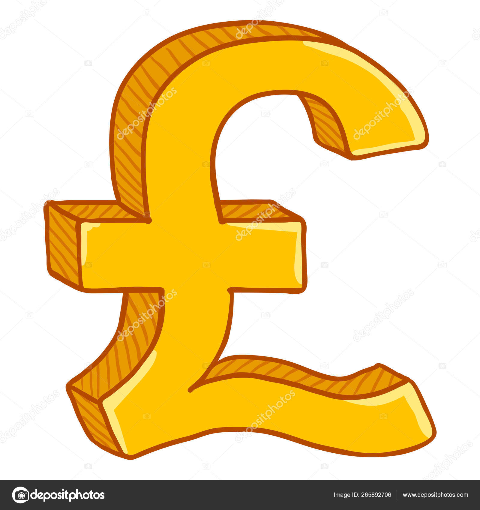 Vector Cartoon Gold Currency Sign Britain Pound Symbol Stock Vector ...