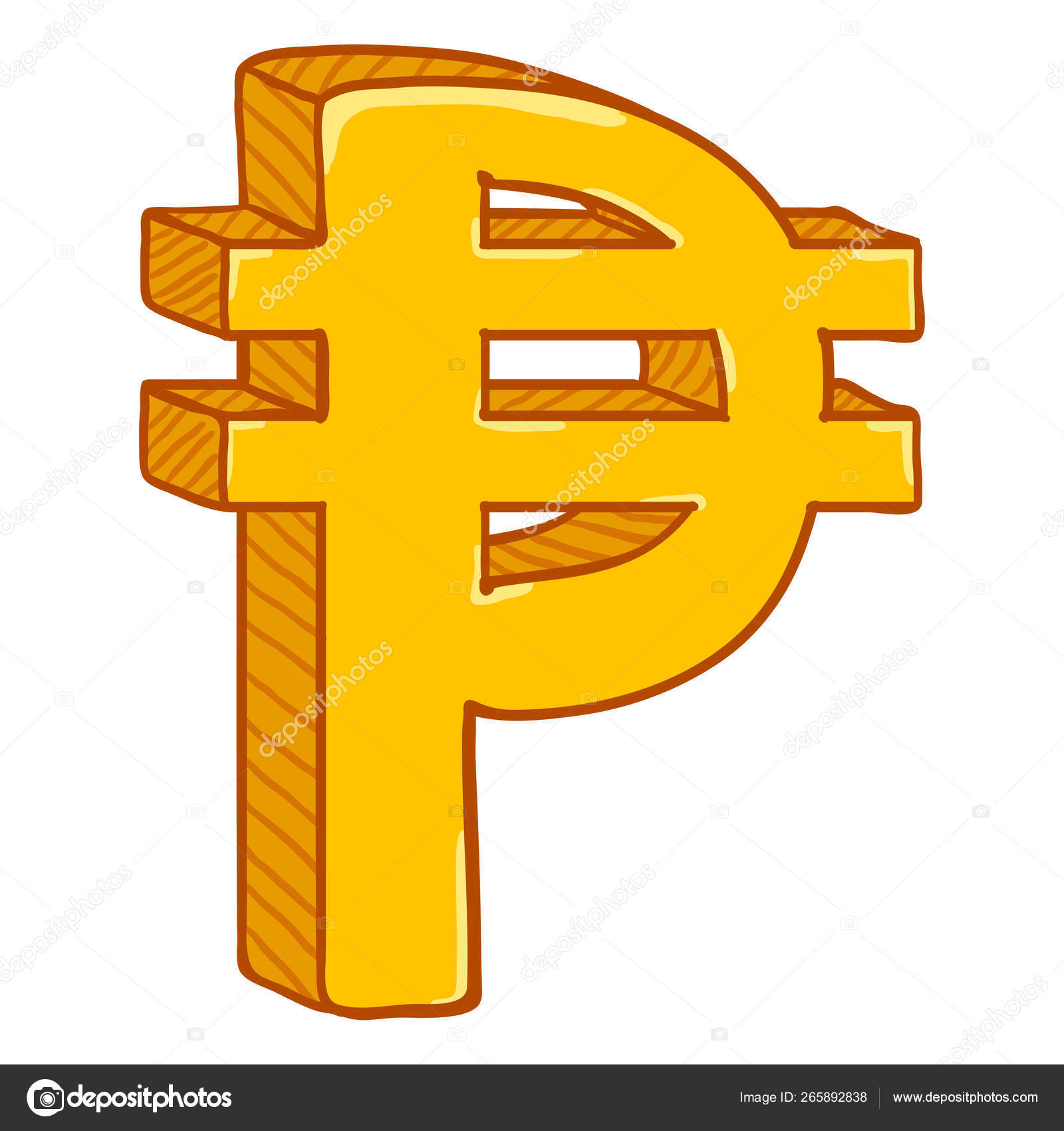 Vector Cartoon Gold Philippine Currency Symbol Pesos Sign Stock ...