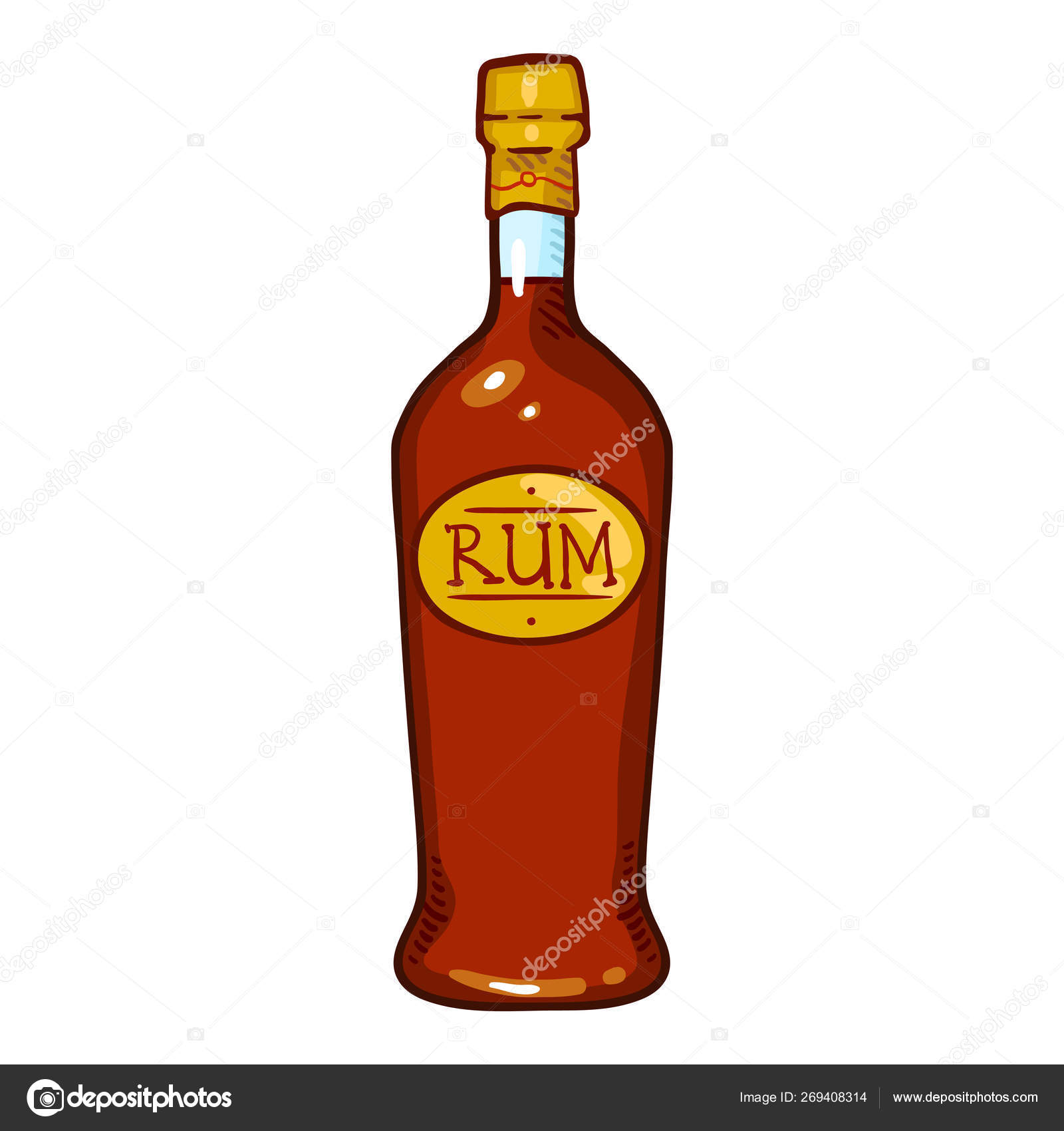 Vector Cartoon Illustration - Bottle of Rum Stock Vector Image by ...
