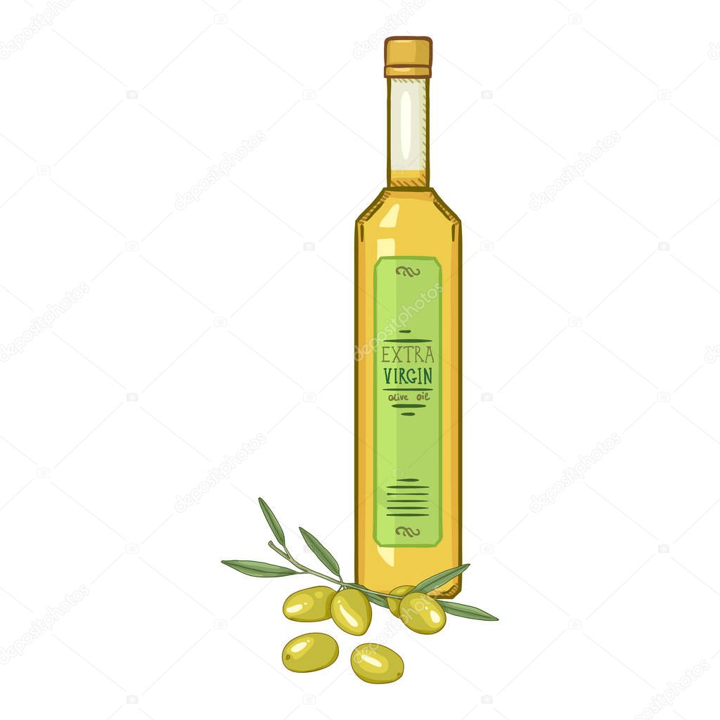 Botella de aceite de oliva. Vector ilustración de dibujos animados ...