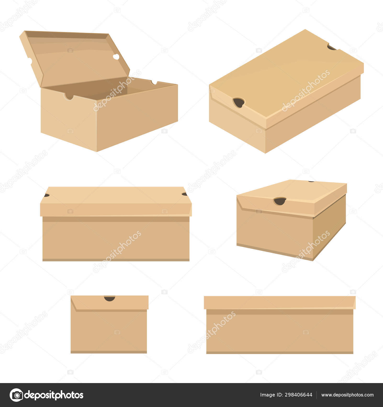 Vector Set of Shoe Boxes Illustration. Different Views Variations Stock ...
