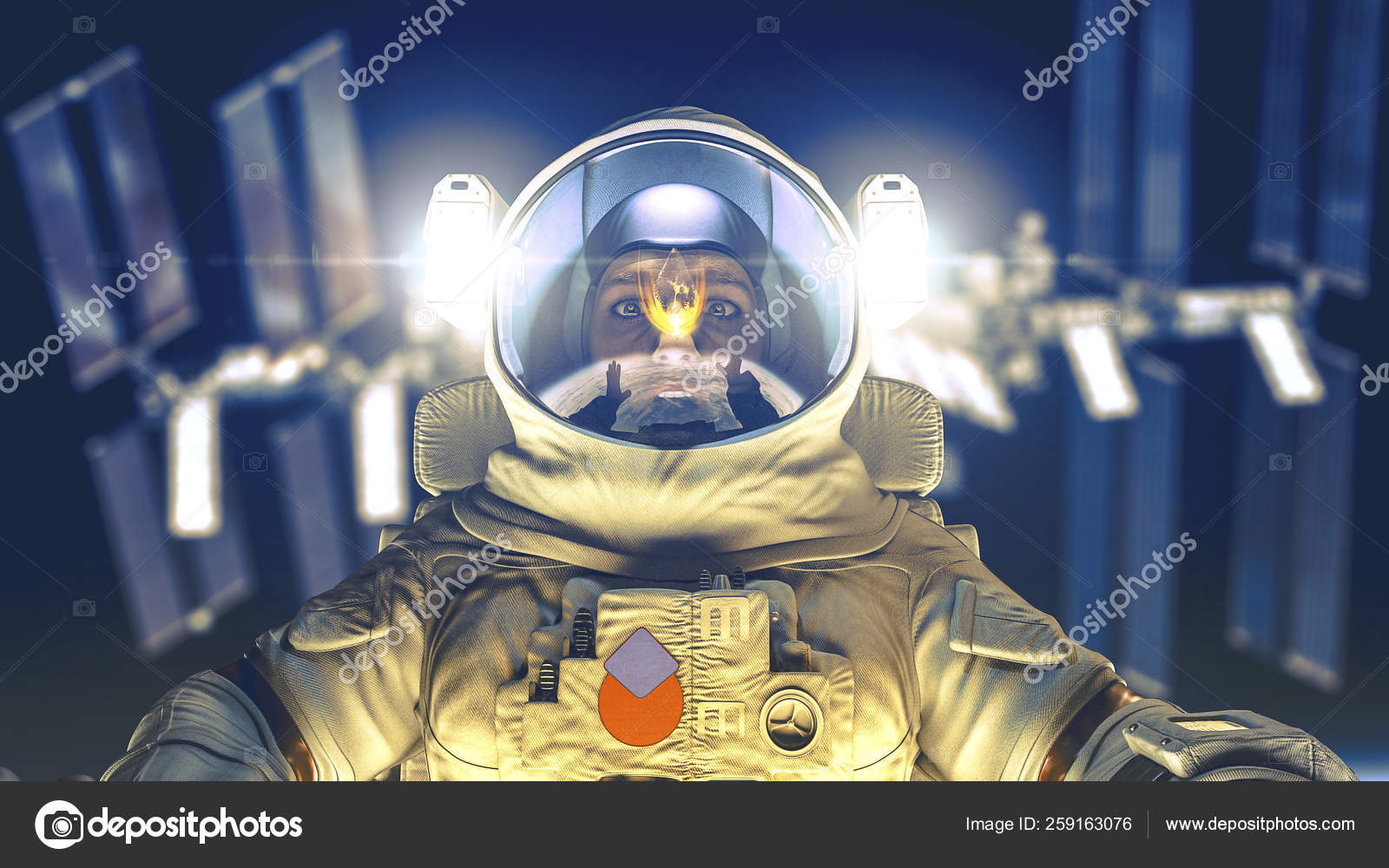 Astronaut Watching Asteroid Destroying Earth