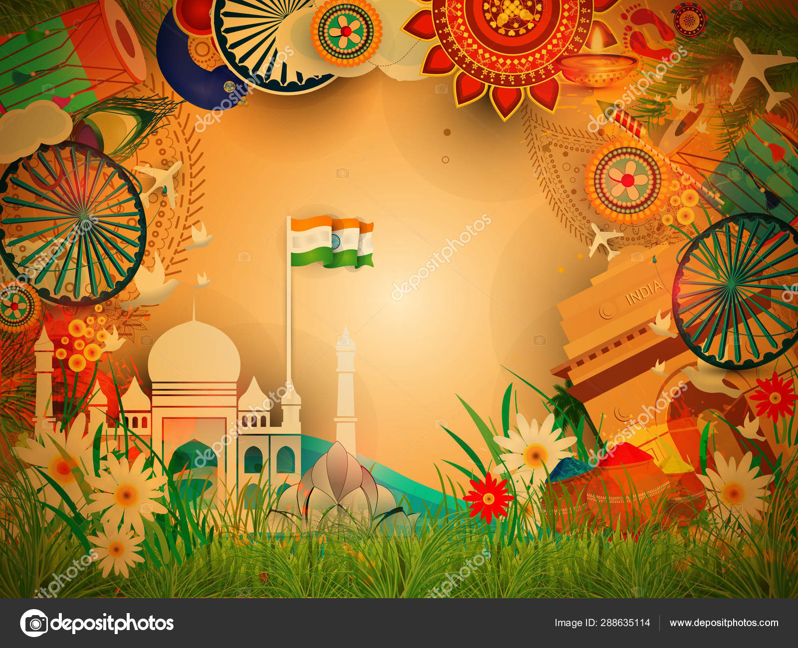 Póster Con Celebración Del Día Independencia India Vector de stock por ©cruzon 288635114