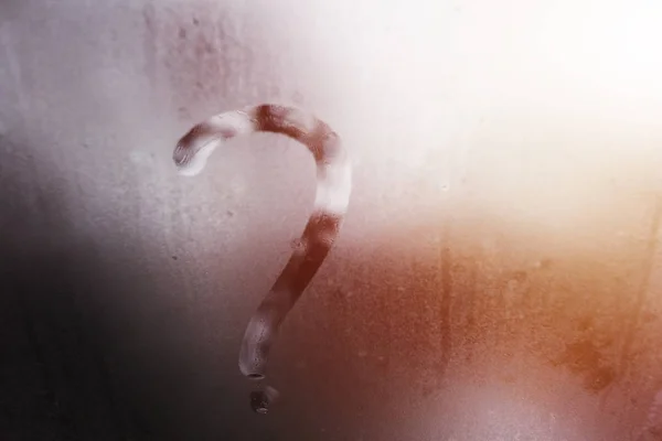 Question Mark Painted Sweaty Window Drops Dew — Stock Photo © kapustin ...