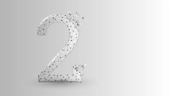 Number two 2D low poly abstract illustration consisting of points ...