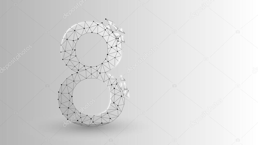 número ocho ilustración abstracta polivinílica 2D baja que consiste en ...