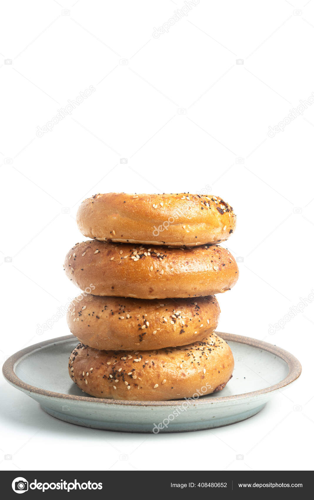 Single Tall Stack Everything Bagels Ceramic Plate Set Plain White Stock ...