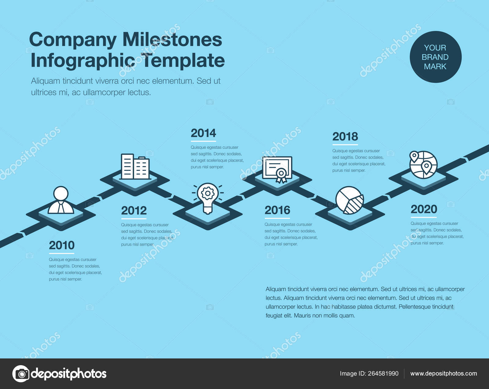 Simple Infographic Company Milestones Timeline Template Rhombus Line ...