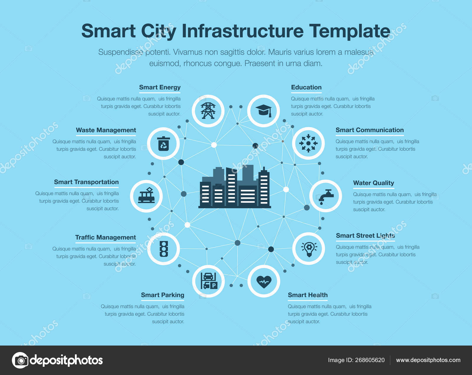 Simple Vector Infographic Smart City Infrastructure Icons Place Your ...
