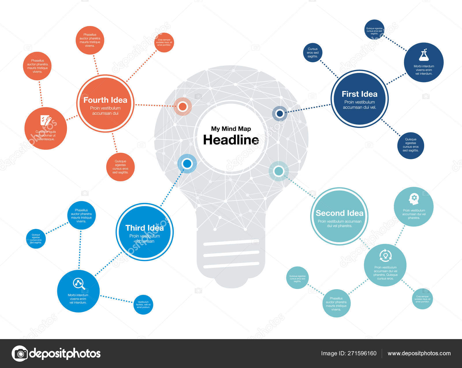 Infografía Para Plantilla Visualización Mapas Mentales Con Bombilla ...