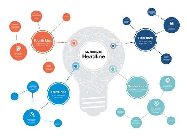 Hand Drawn Infographic Mind Map Visualization Template Light Bulb Main ...