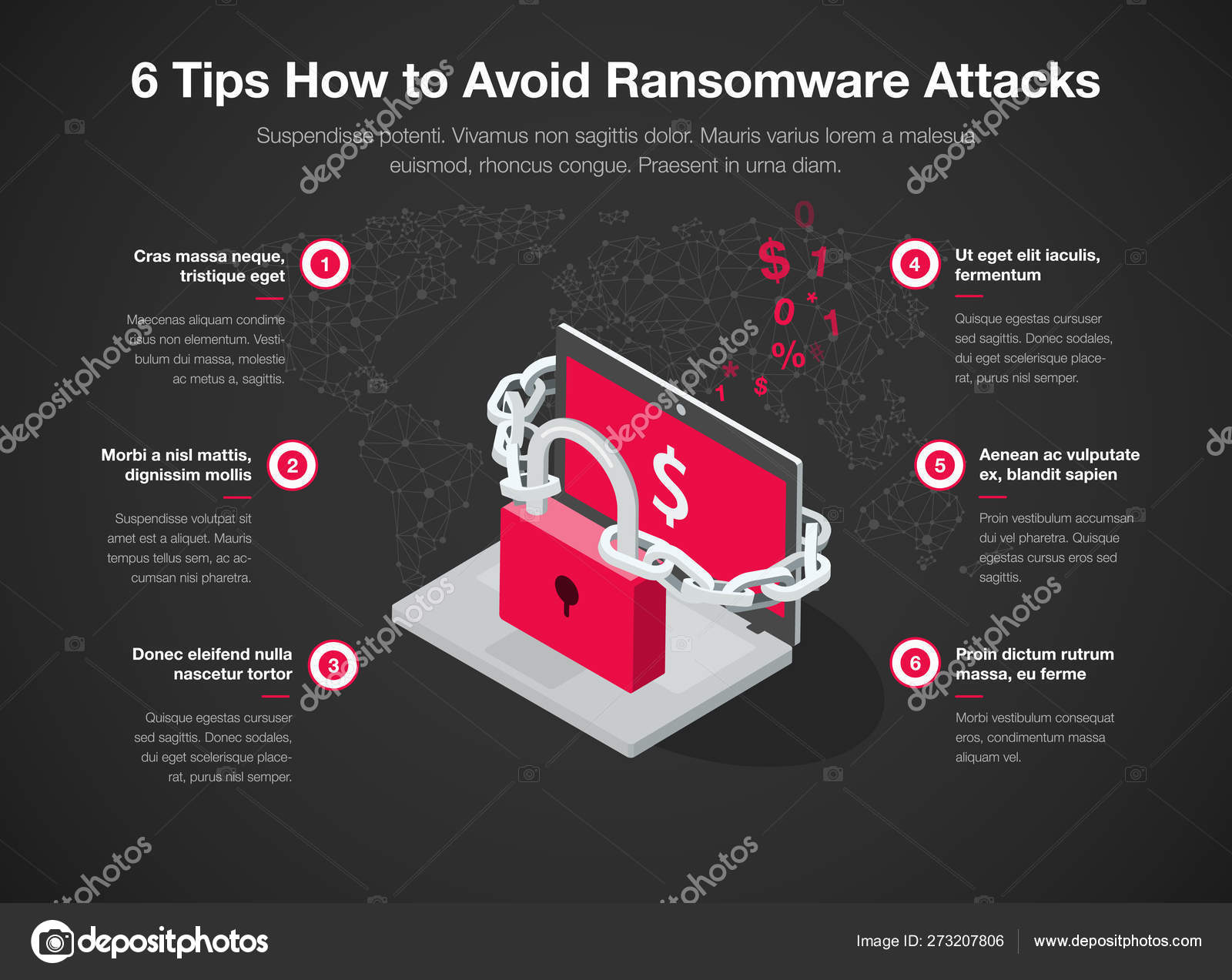 Simple Infographic Tips How Avoid Ransomware Attacks Laptop Red Padlock ...