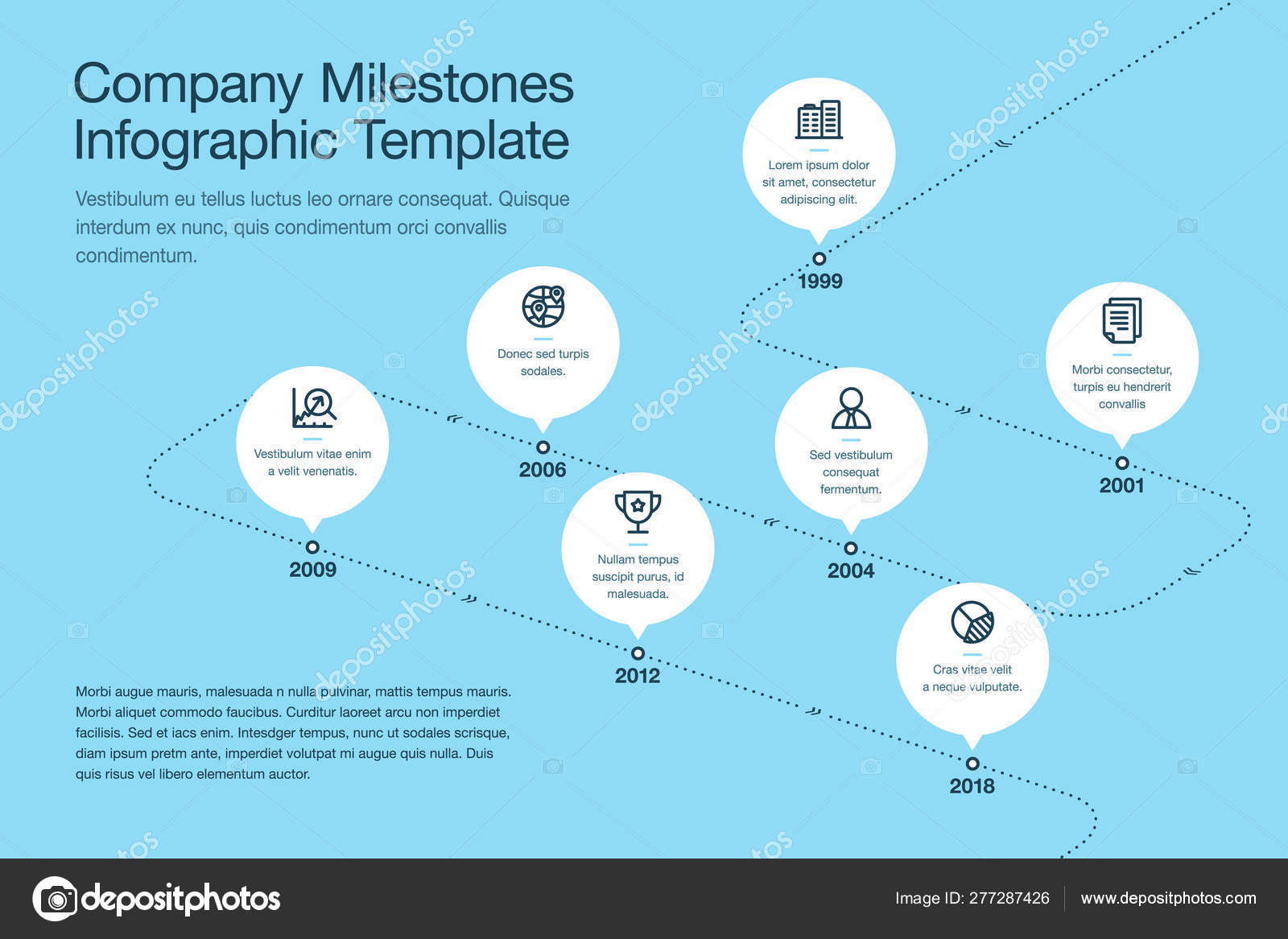 Simple Visualization Company Milestones Timeline Template White Circles ...