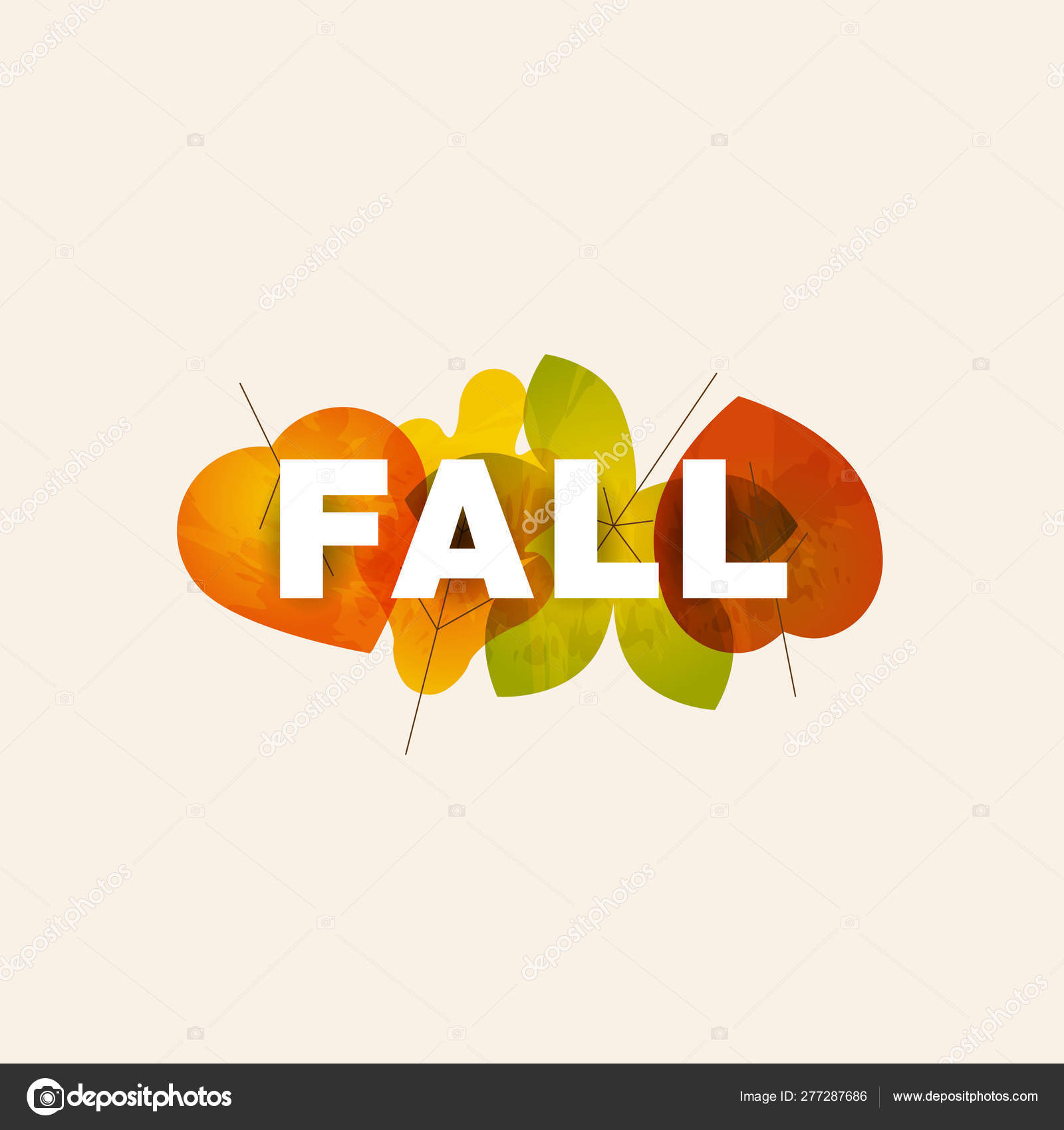 Fall Lettering Illustration Made Colorful Leaves Isolated Light ...