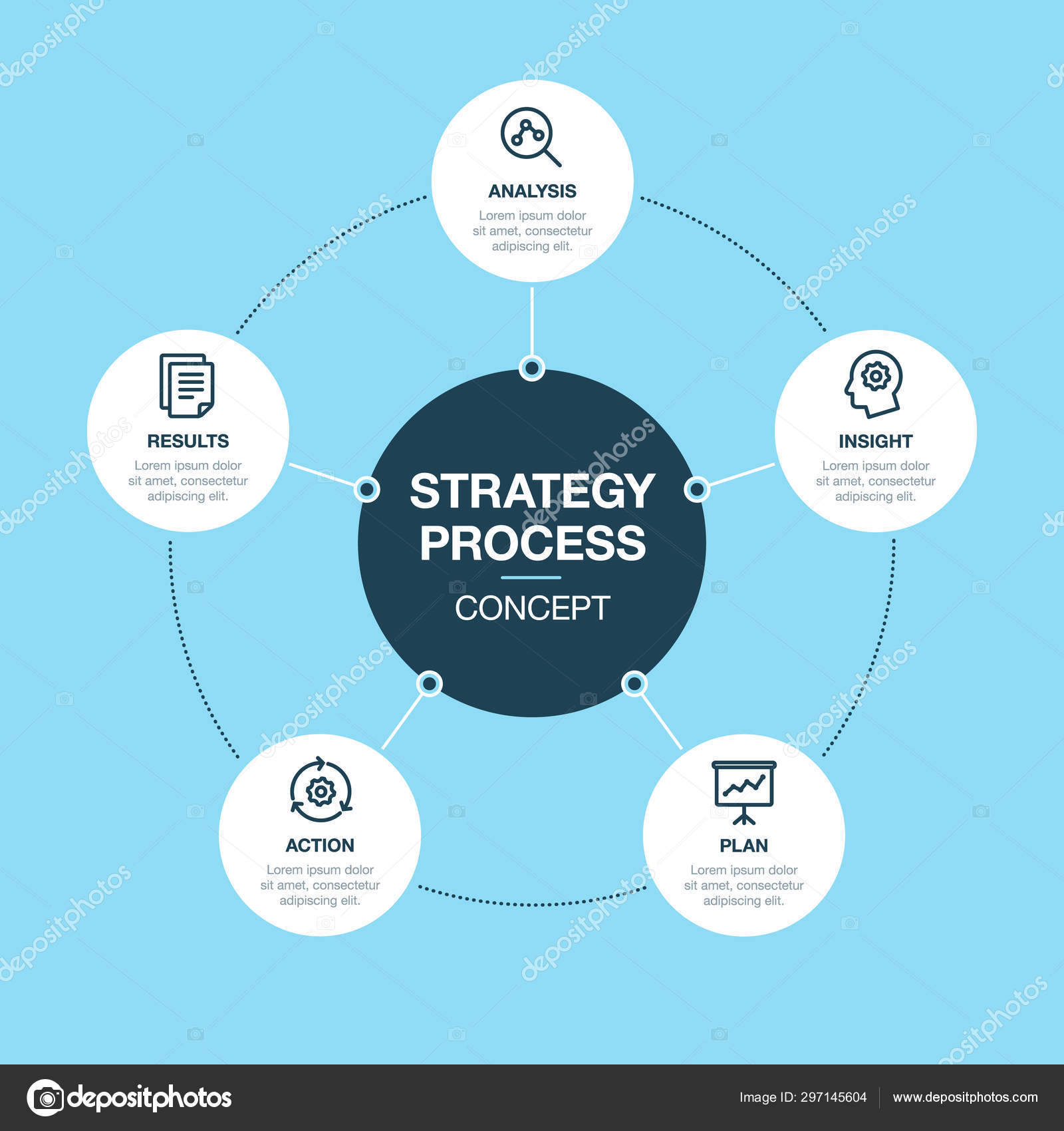 Simple Vector Infographic Strategy Process Template Isolated Blue ...