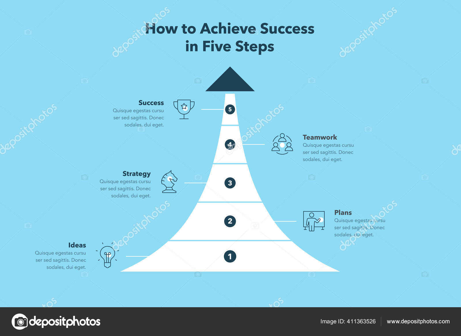 Simple Infographic How Achieve Success Five Steps Place Your Content ...