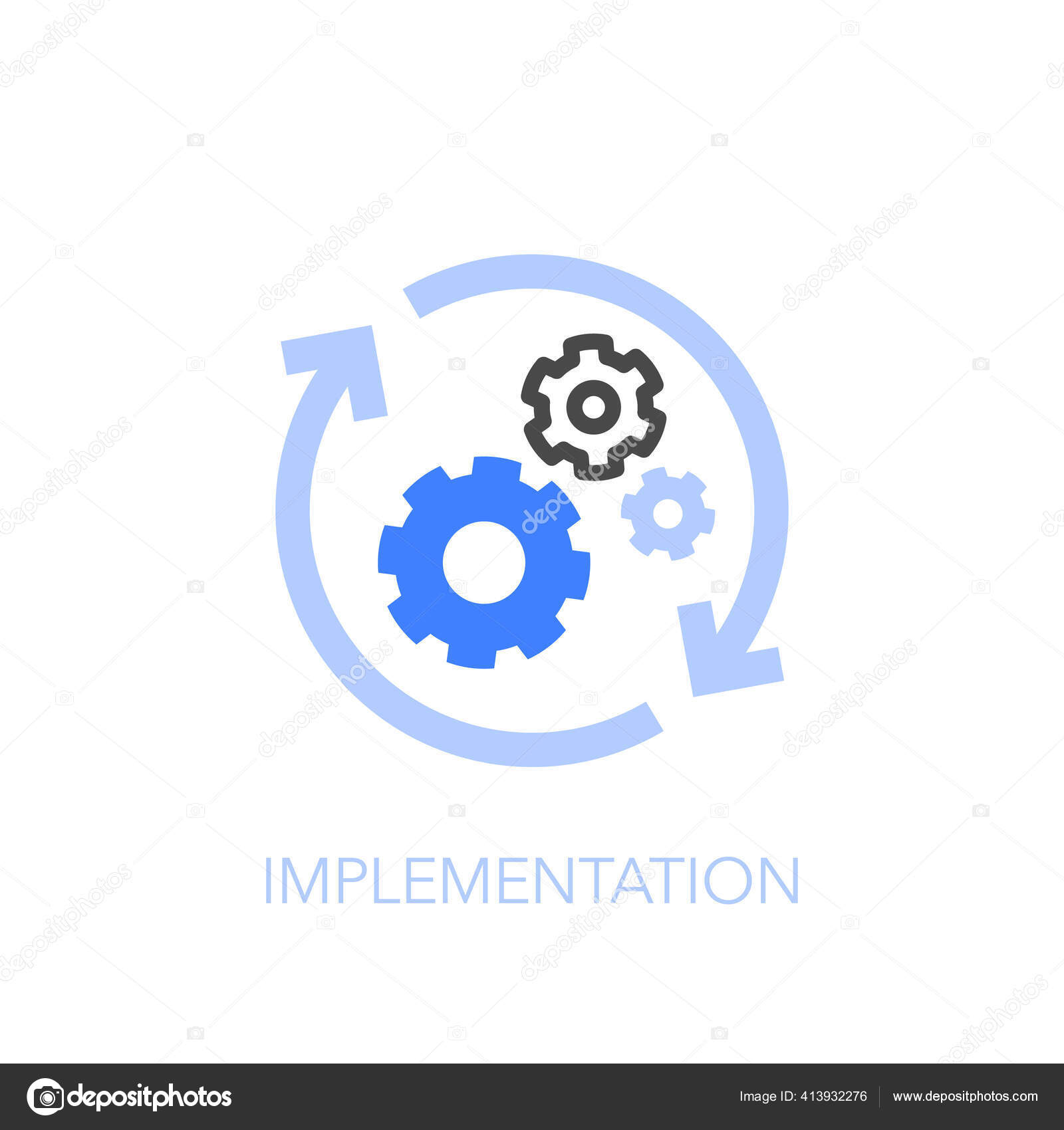 Implementation Symbol Process Arrows Gears Easy Use Your Website ...