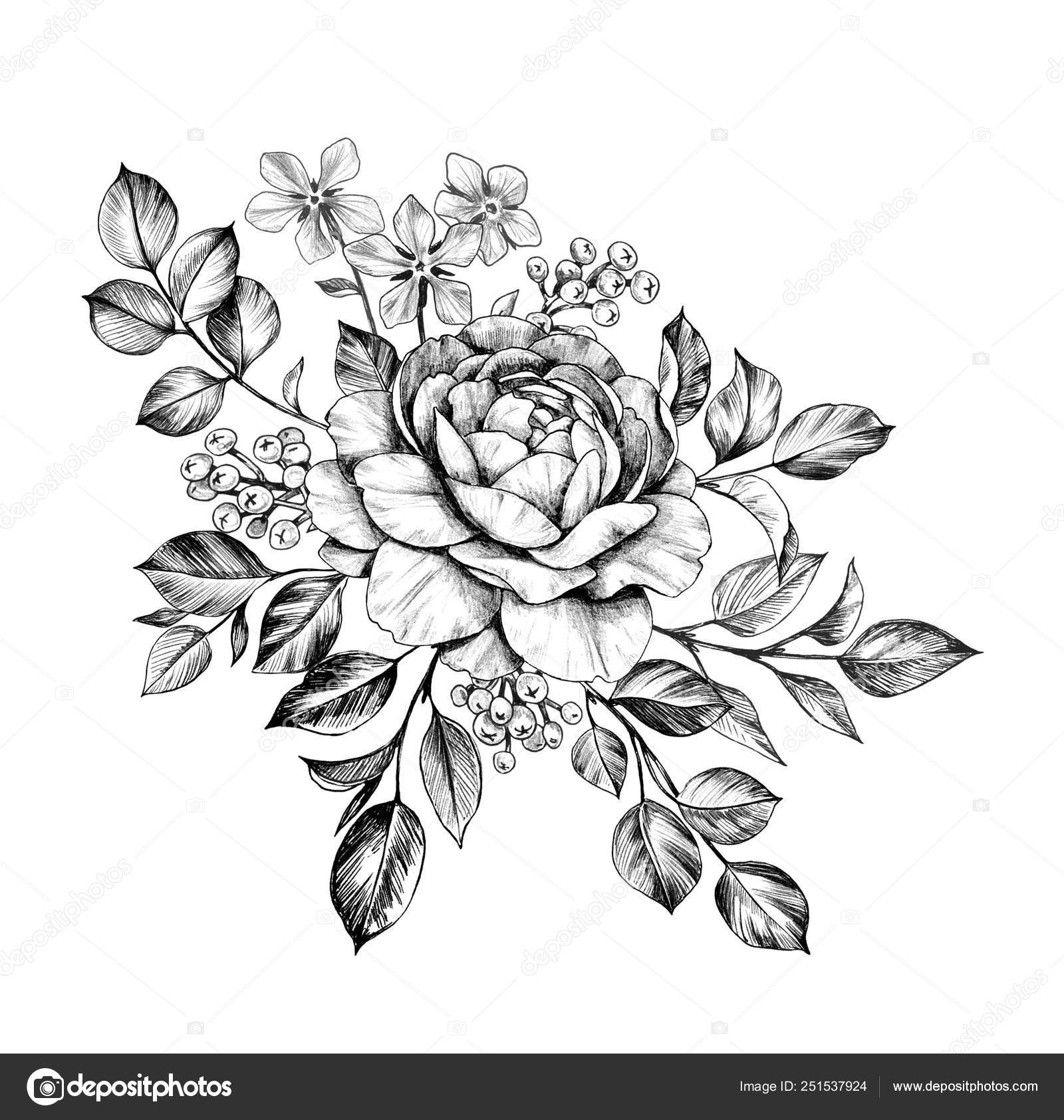 Flowers Bunch Drawings In Pencil