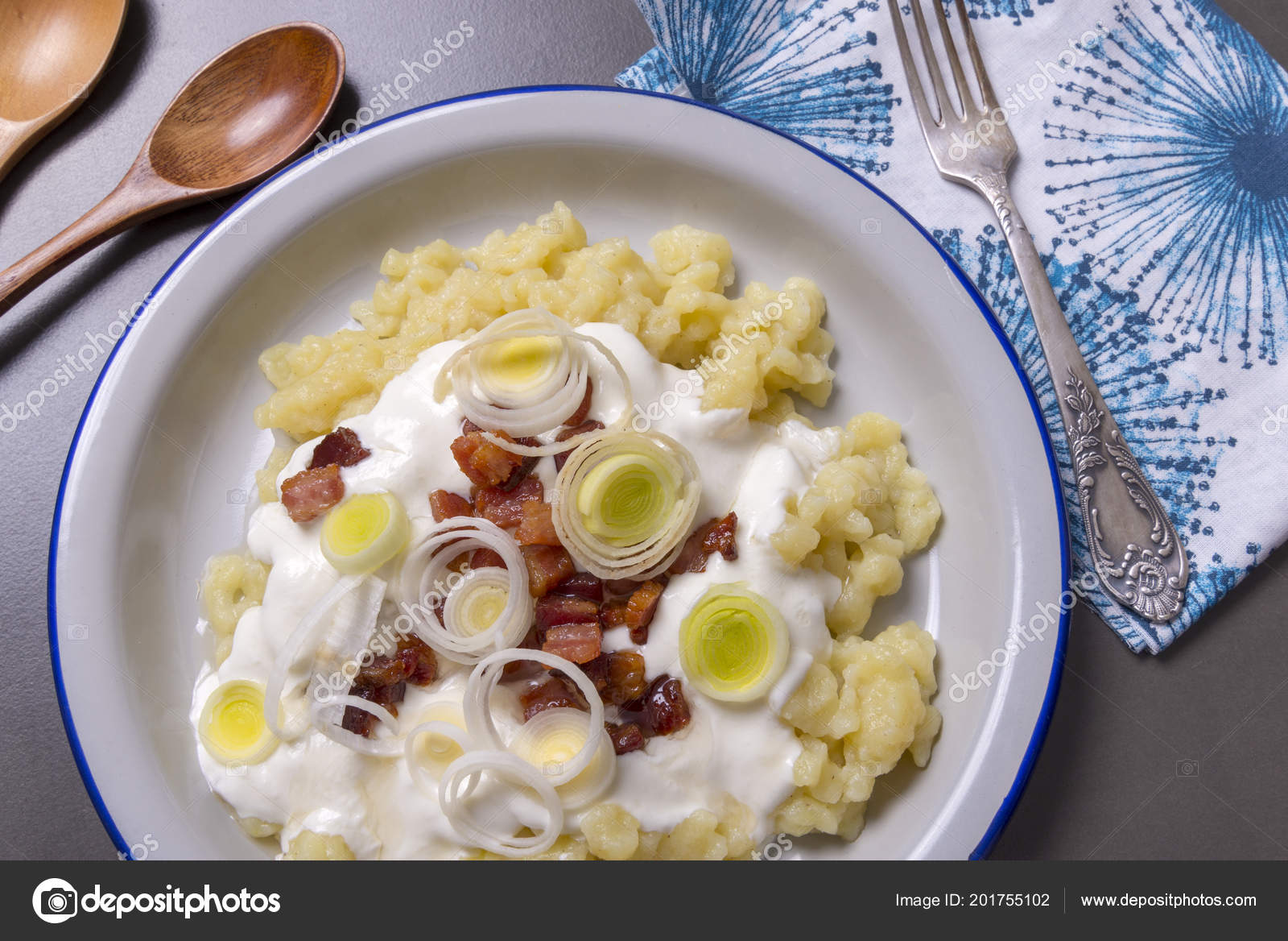 Bryndzove Halusky Traditional Slovak Dish Potato Dumplings Fried Bacon ...
