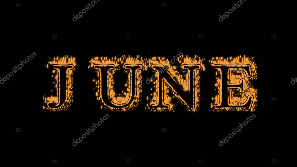 junio fuego texto efecto fondo negro. efecto de texto animado con alto ...
