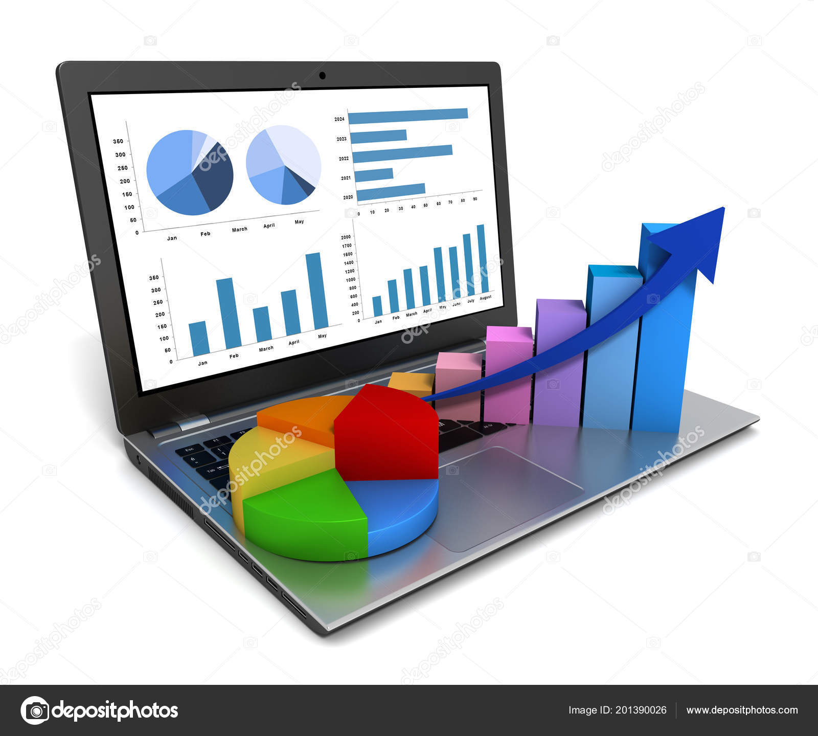 Laptop Business Finance Graph Chart Illustration — Stock Photo ...