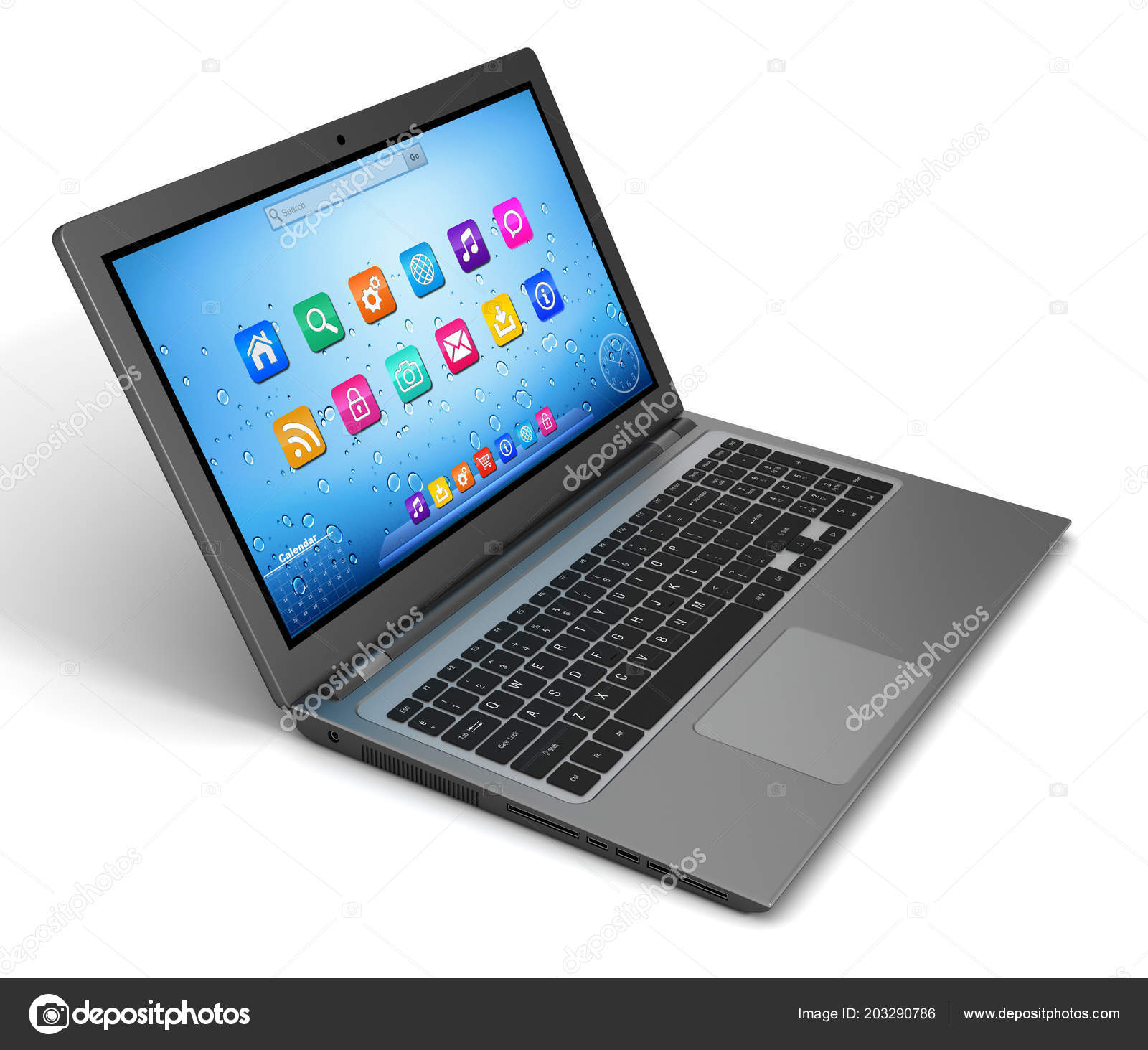Modern Laptop Computer Single Illustration Isolated — Stock Photo ...