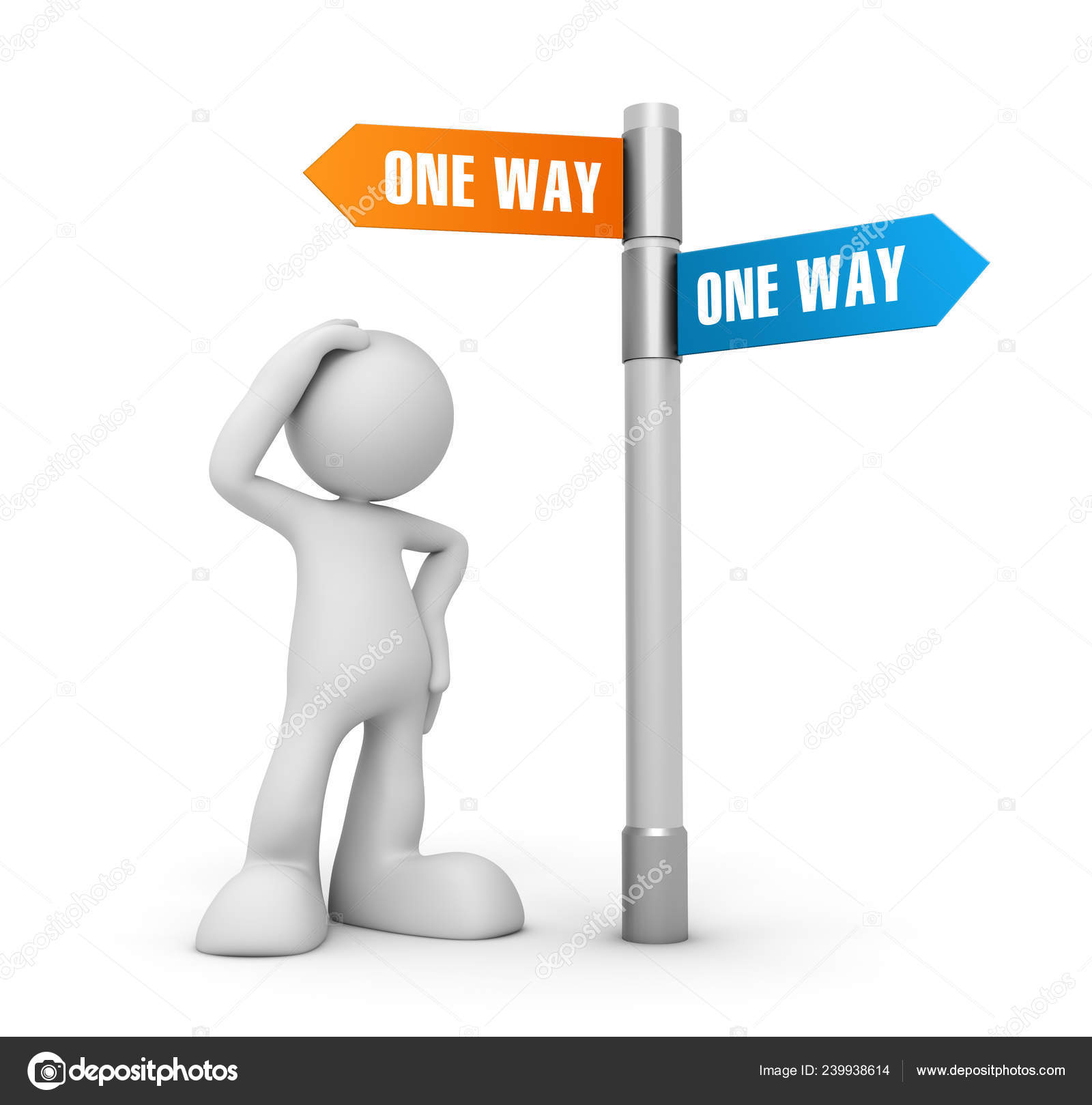 One Way Concept Illustration Isolated White Background — Stock Photo ...
