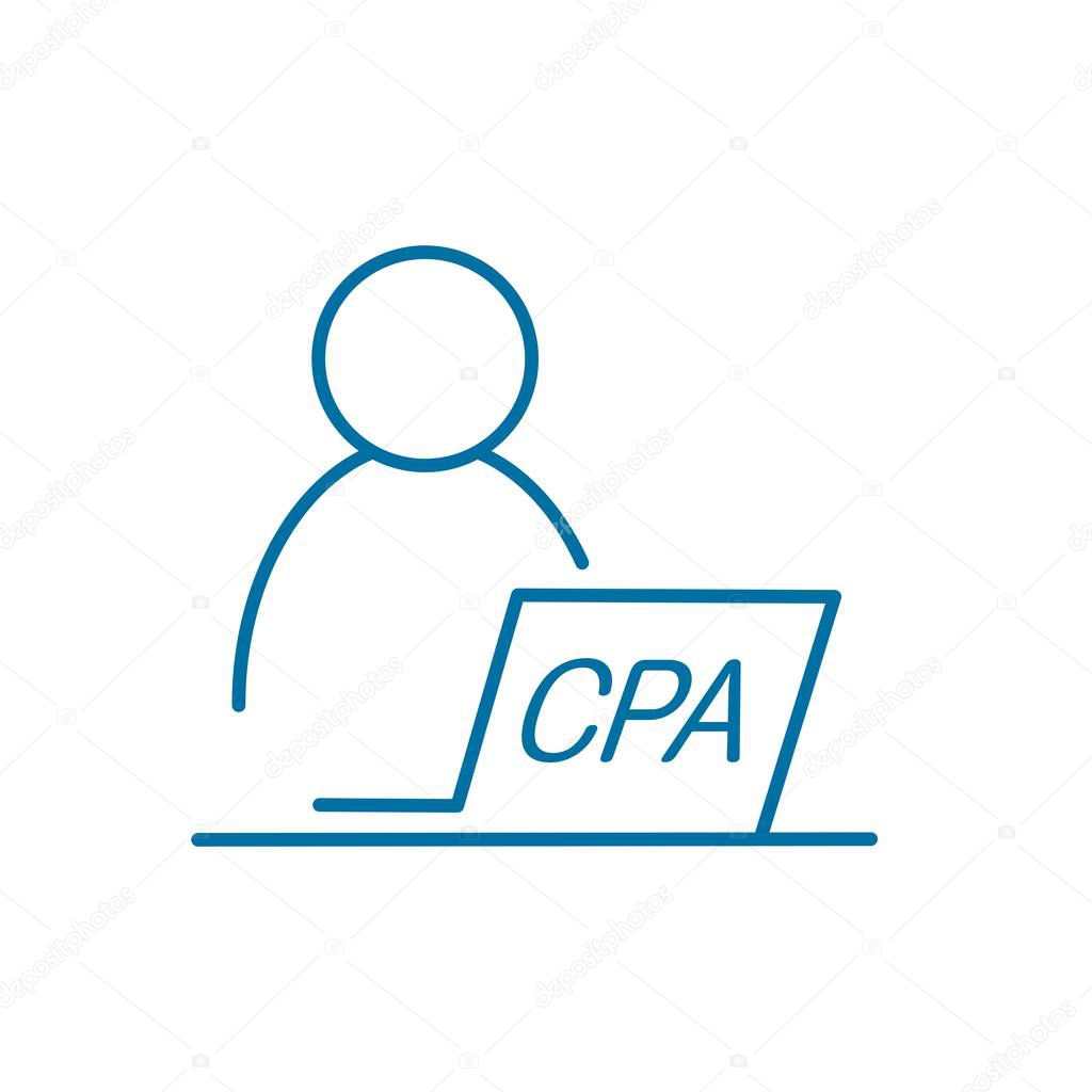 Acrónimo de Contador Público Certificado CPA. Icono del vector. 2022