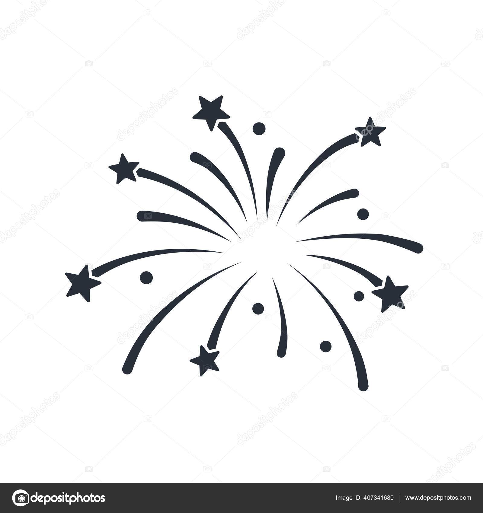 Fireworks Festive Happy Event Vector Linear Icon Isolated White ...