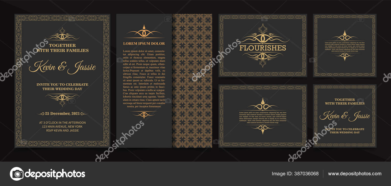 Collection Invitation Card Vector Design Vintage Style Stock Vector ...