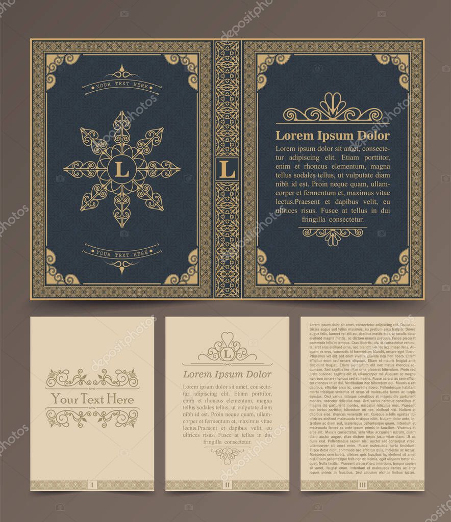 Diseño y diseños de libros vintage - portadas y páginas, marcos ricos ...