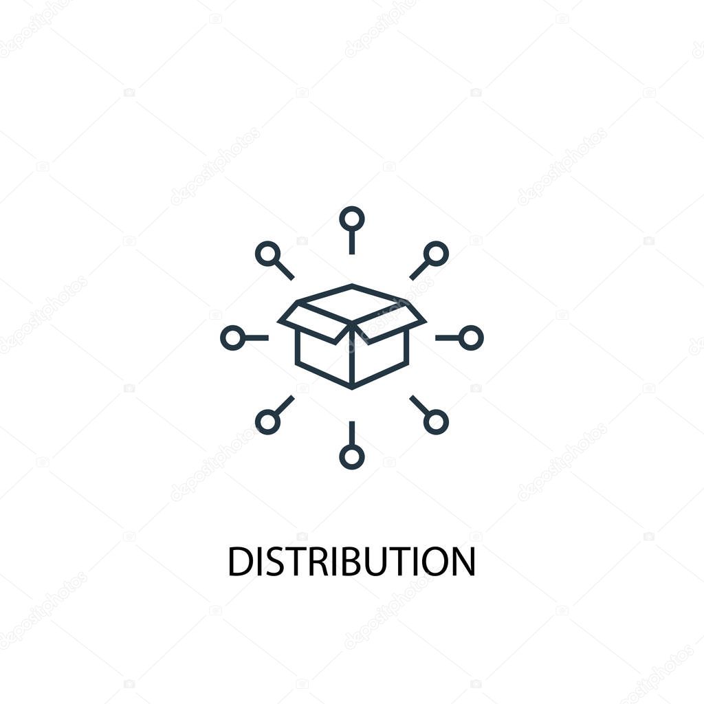 concepto de distribución icono de línea. Ilustración de elementos ...