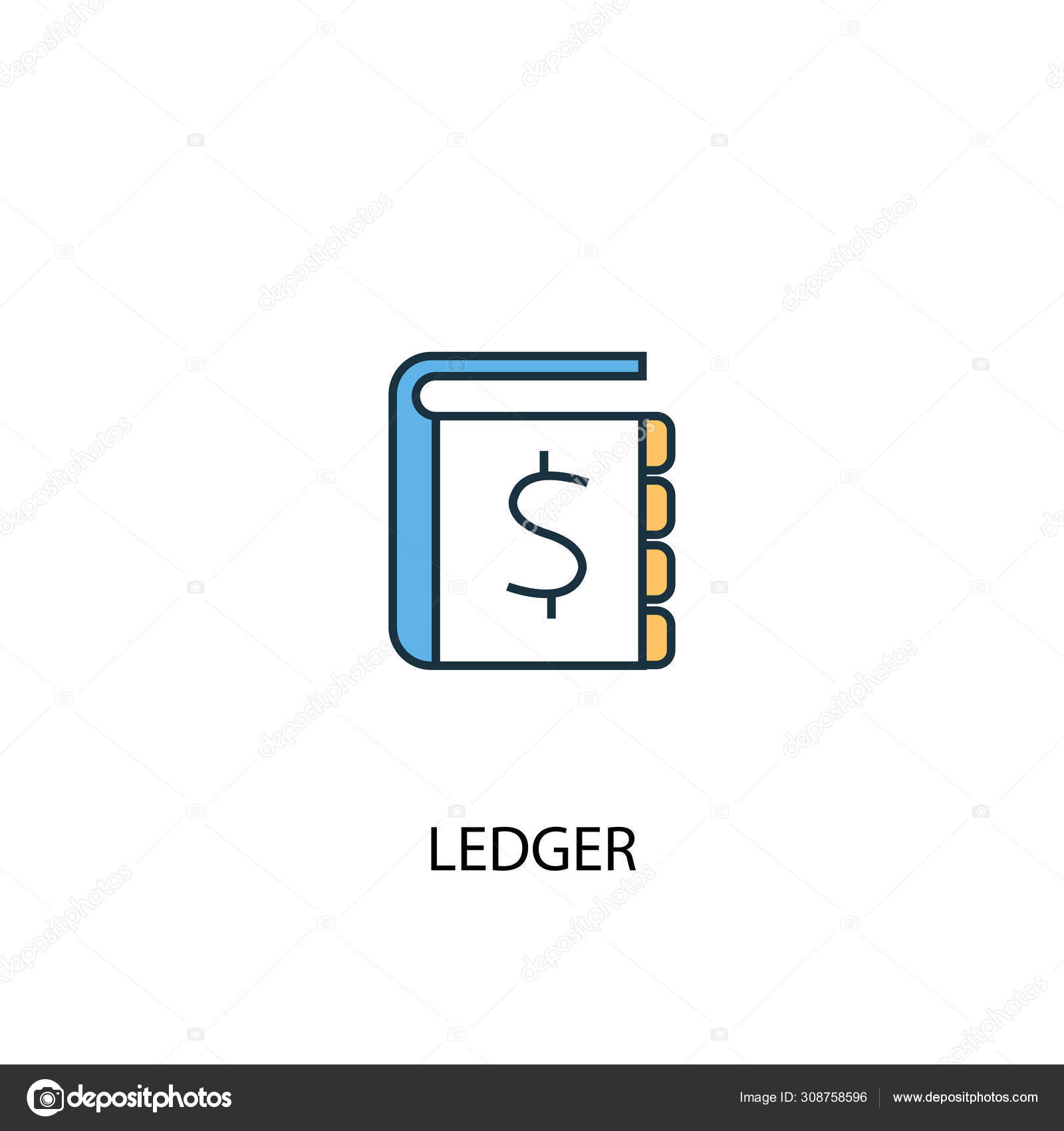 Ledger concept 2 colored line icon. Simple yellow and blue element ...