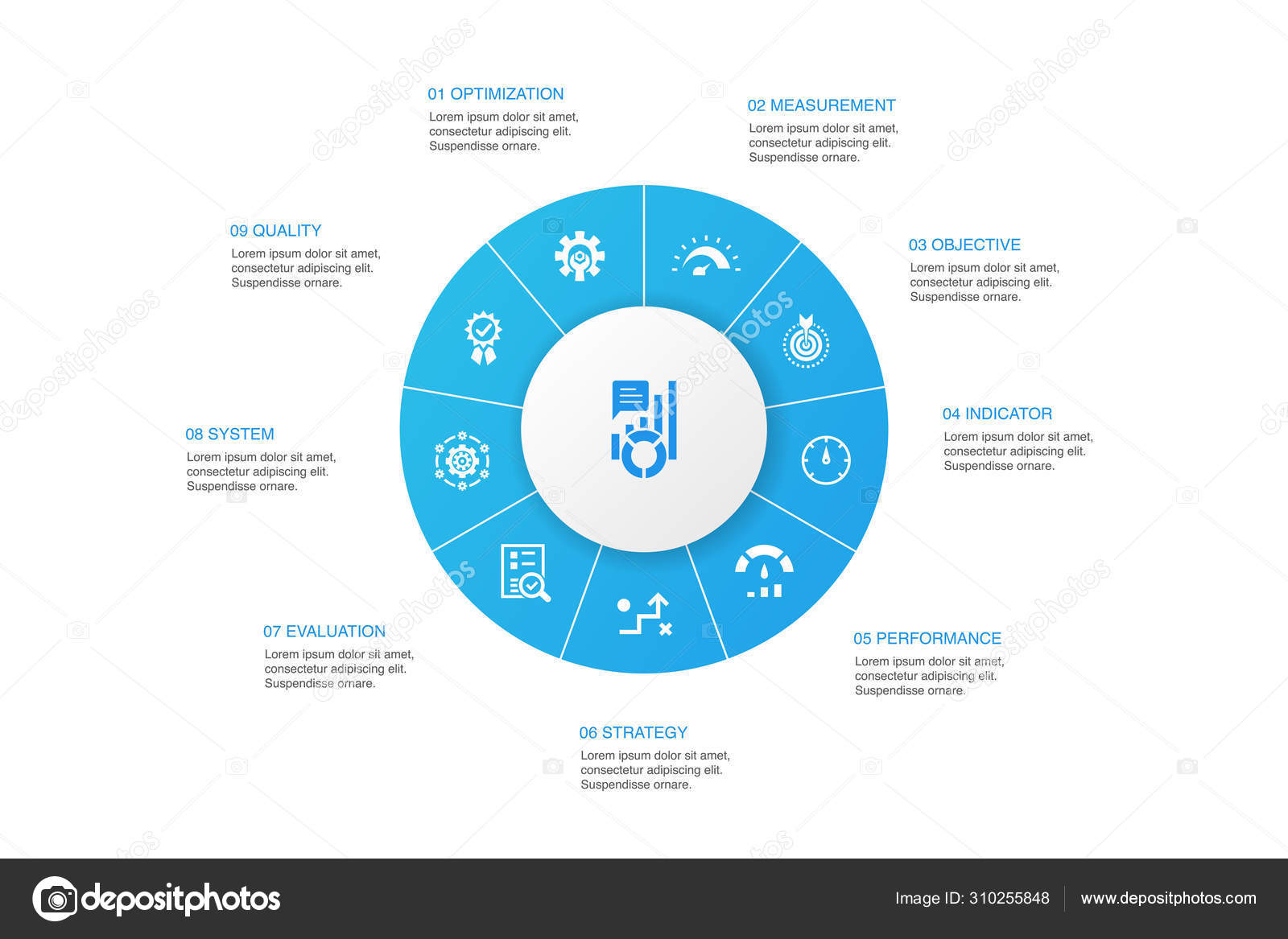 KPI Infographic 10 steps circle design.optimization, objective ...