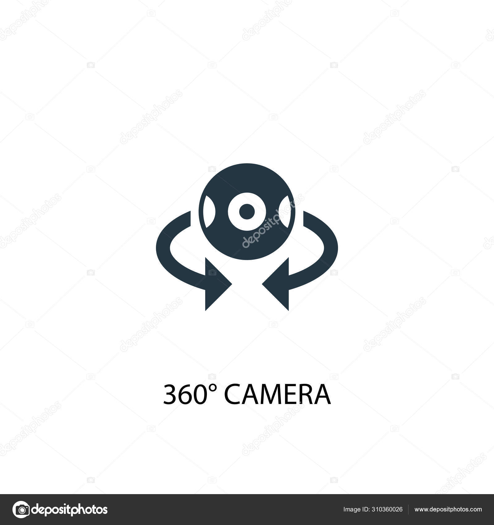 360 camera icon. Simple element illustration. 360 camera concept symbol ...