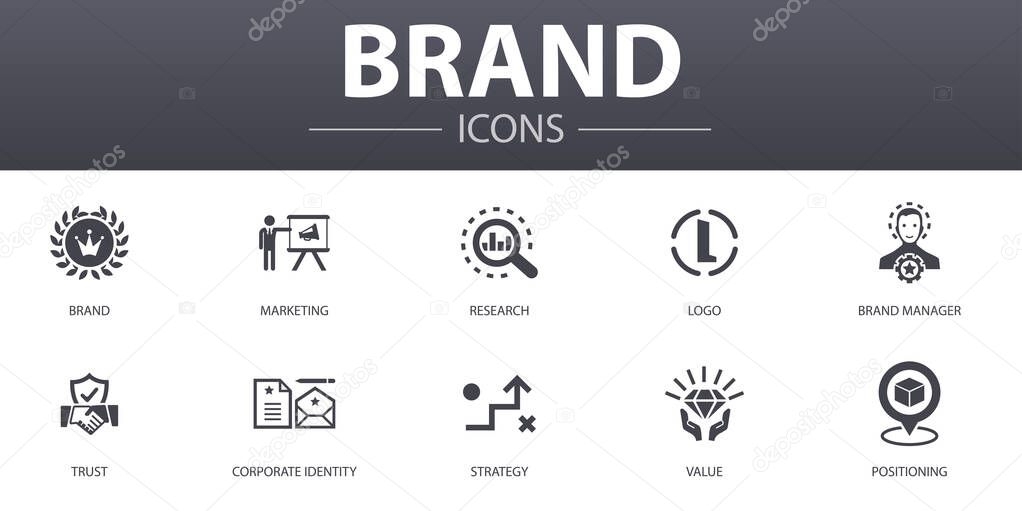 marca simple concepto iconos conjunto. Contiene iconos como marketing ...