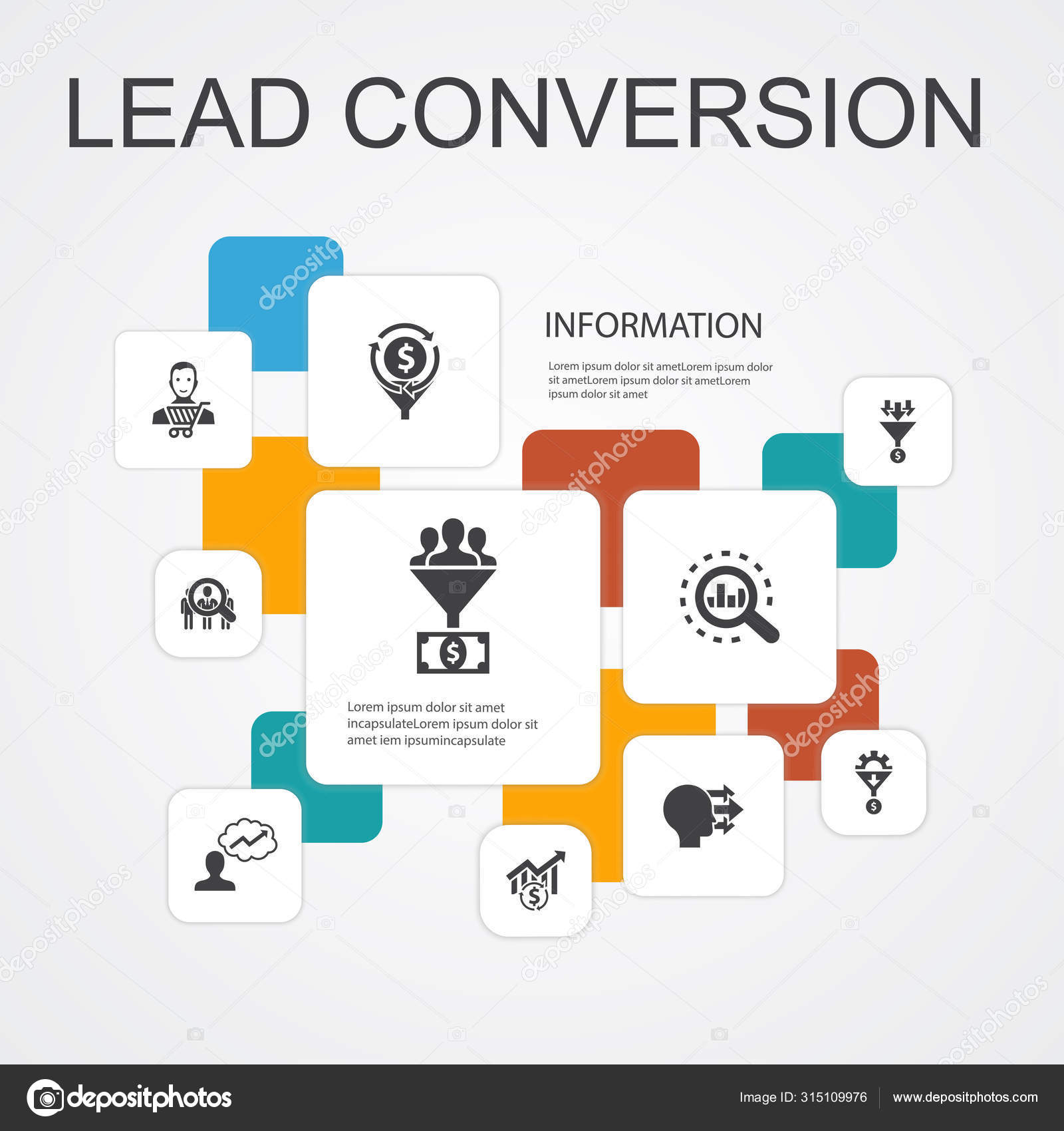 Lead conversion Infographic 10 line icons template.sales, analysis ...