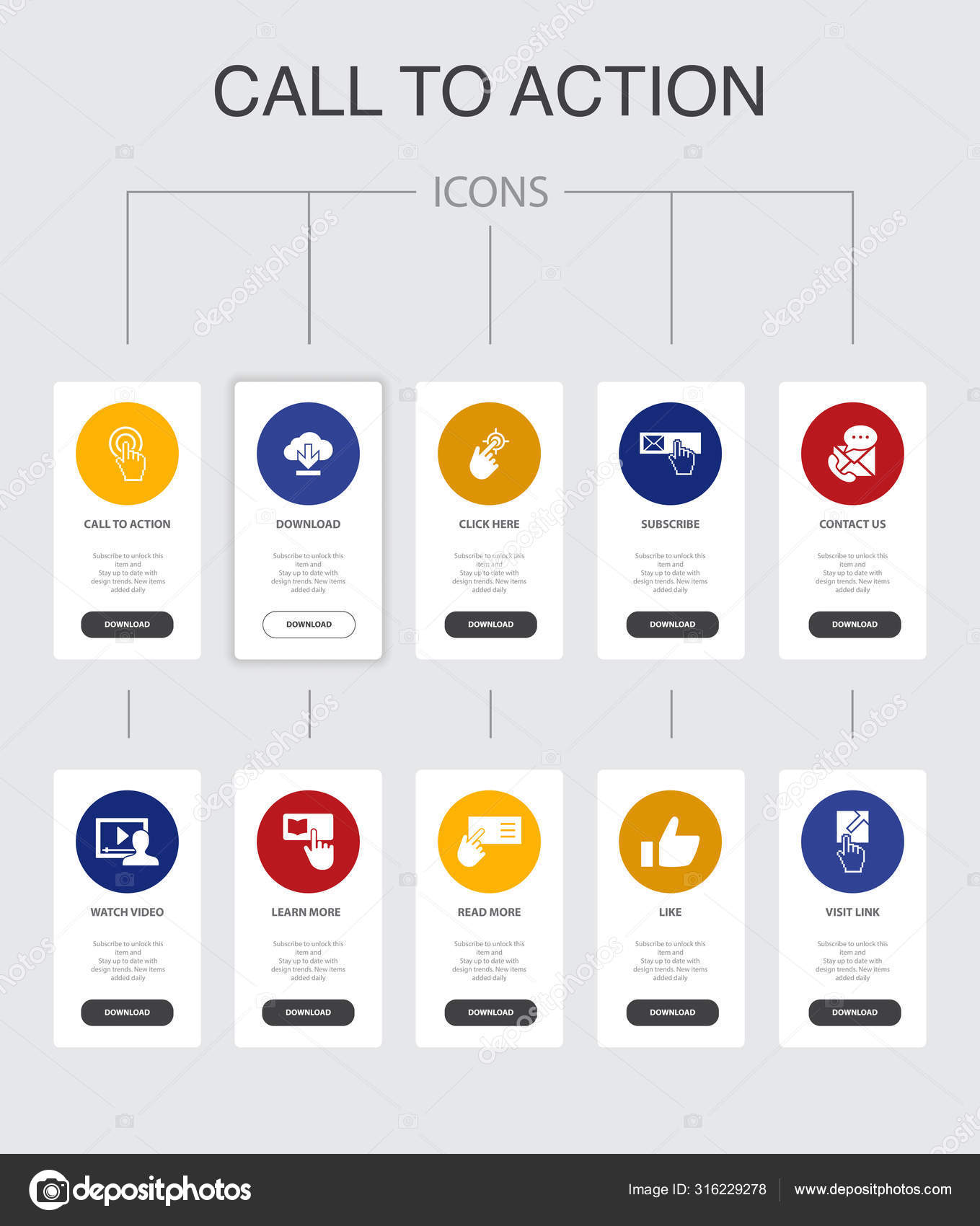Call To Action Infographic 10 pasos UI design.download, haga clic aquí ...