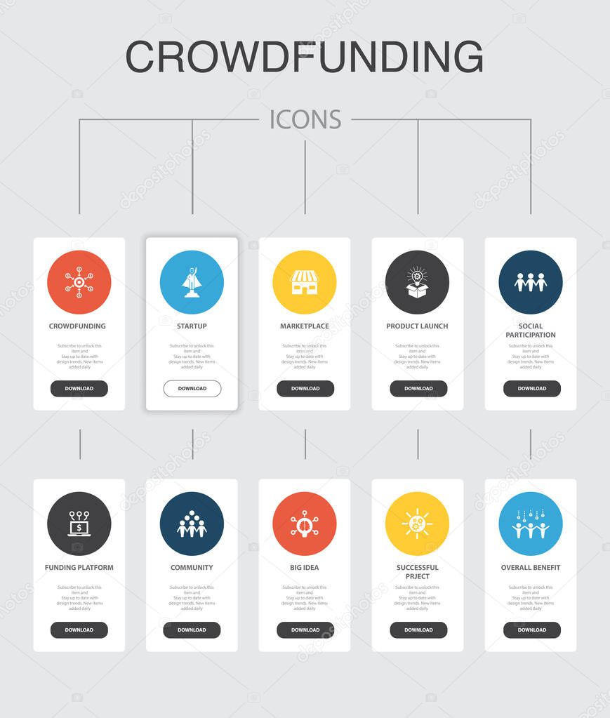 Crowdfunding Infografía 10 pasos UI design.startup, lanzamiento de ...