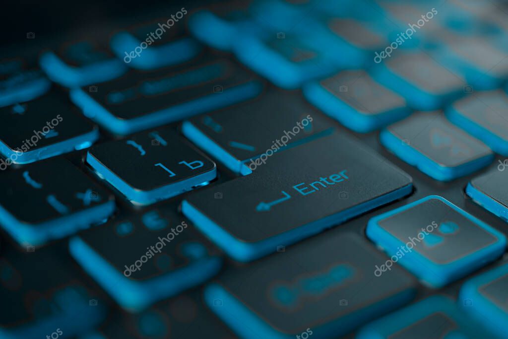 Teclado azul retroiluminado macro disparo de tecla enter 2024