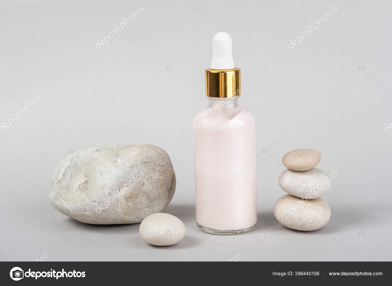 Pink Aging Collagen Facial Serum Transparent Glass Bottle Gold Pipette ...