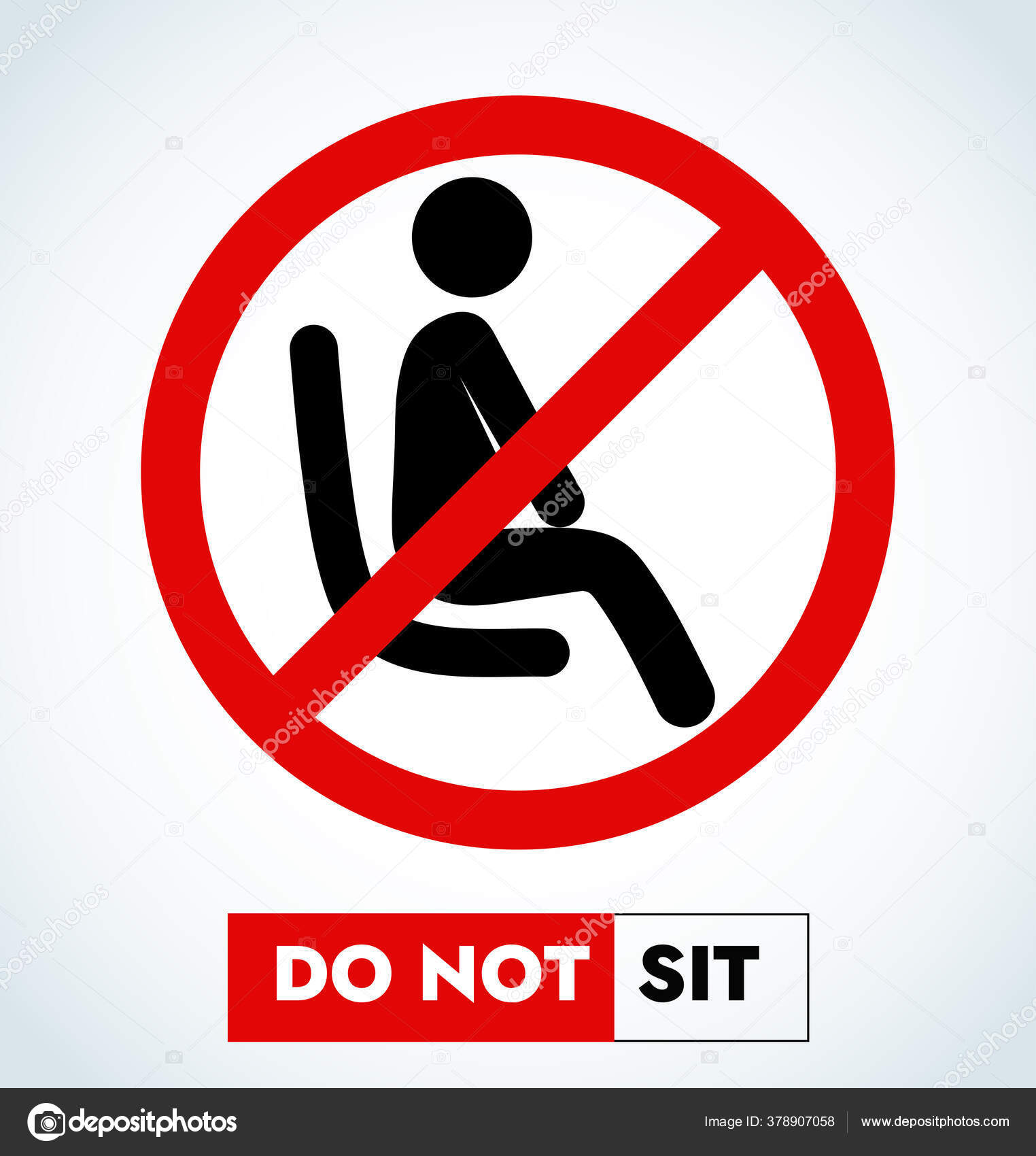 Sit Sign Seat Area Warning Signs Forbid Forbidden Seating Icons Stock ...