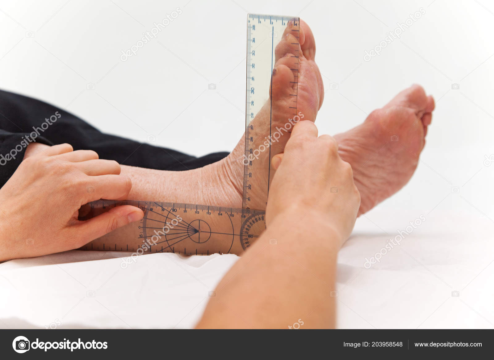 Doctor Physiotherapist Measuring Active Range Motion Using Manual ...