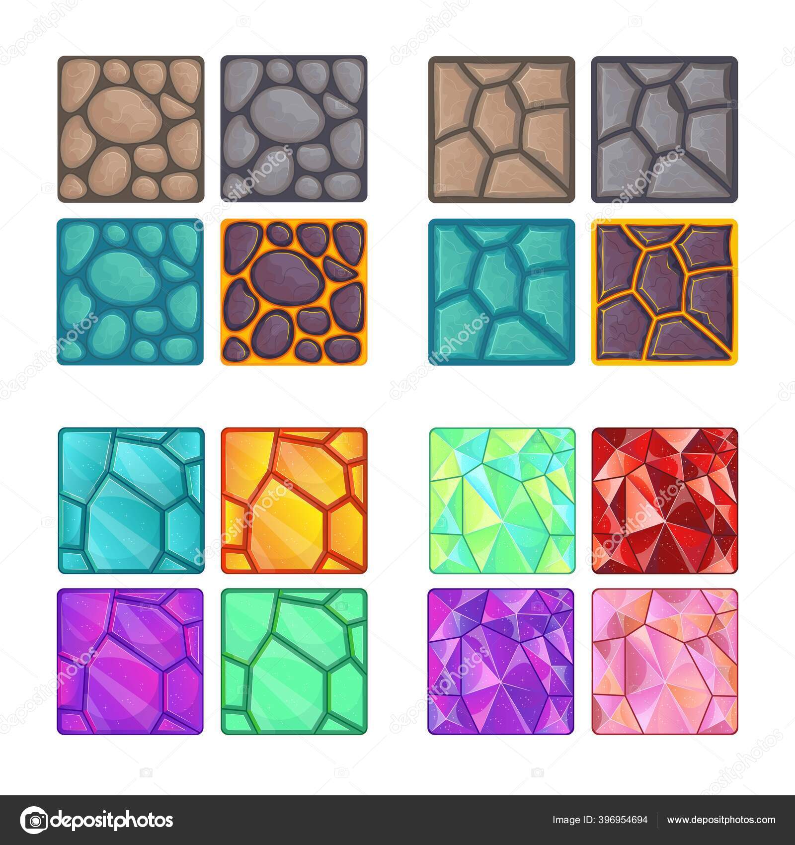 Different Stone Textures Game Vector Illustration Stock Vector by ...