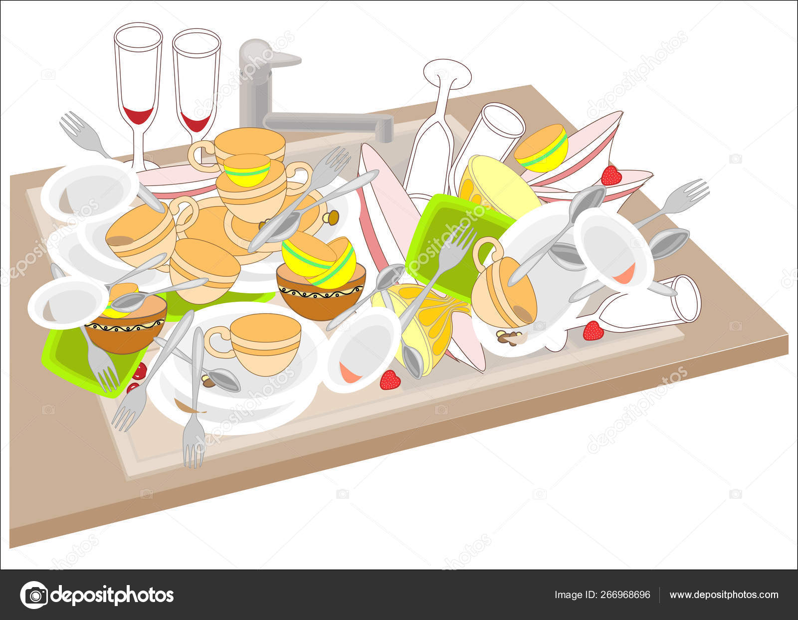 Dishes Kitchen Sink Clipart