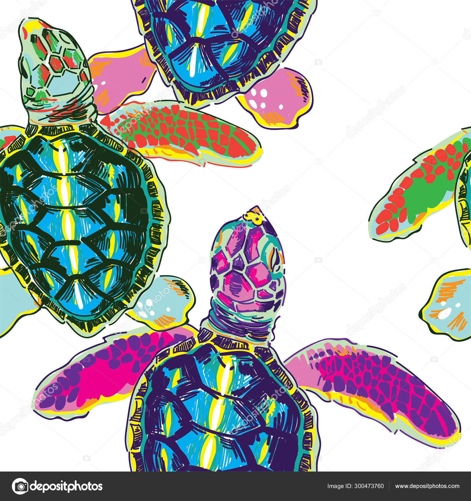 Colorful Sea Turtles