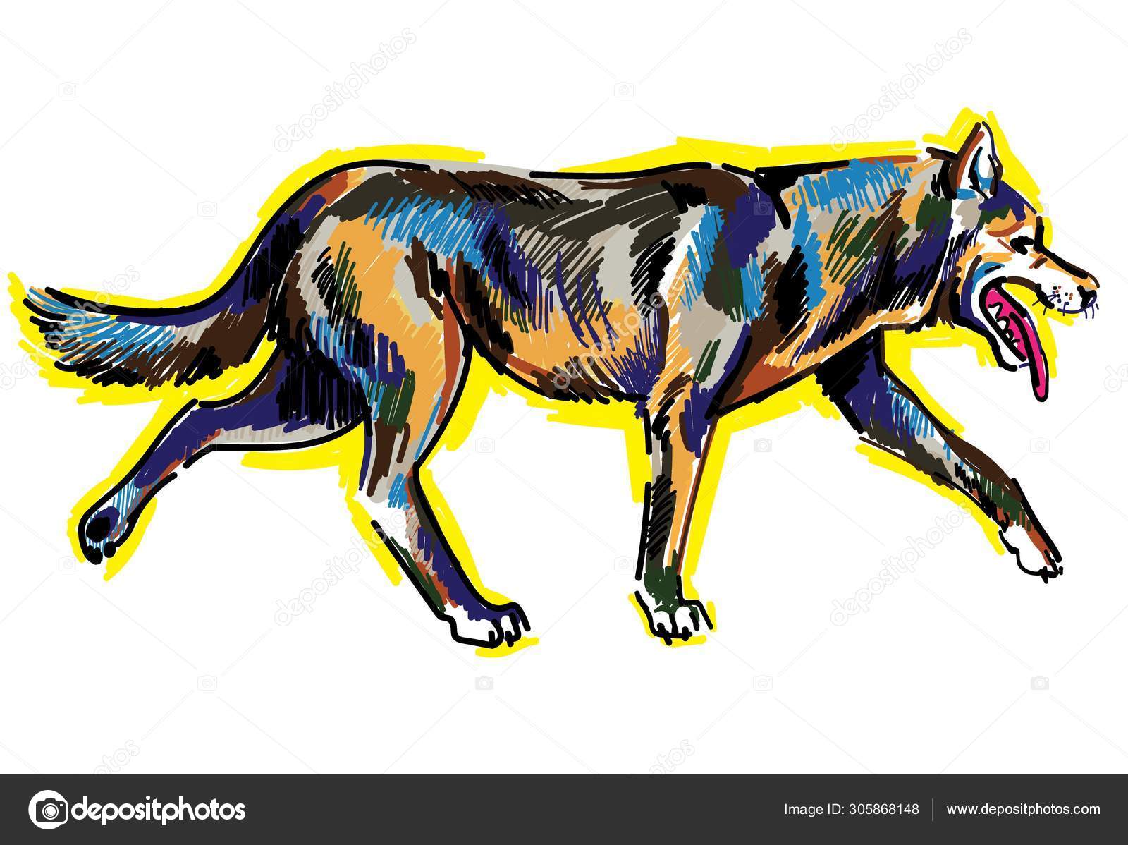 Wolf Attacking Drawing