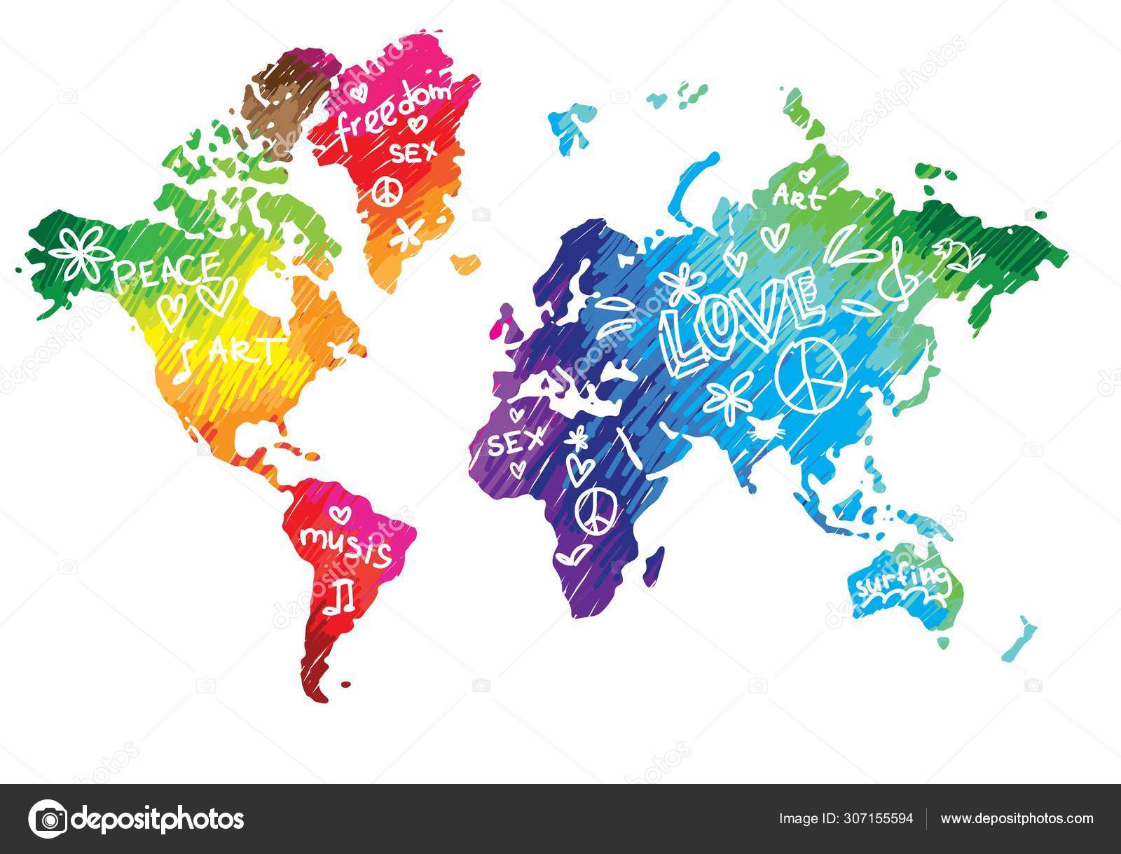 Verdenskart Med Kontinenter Og Bredde-og Lengdegrad