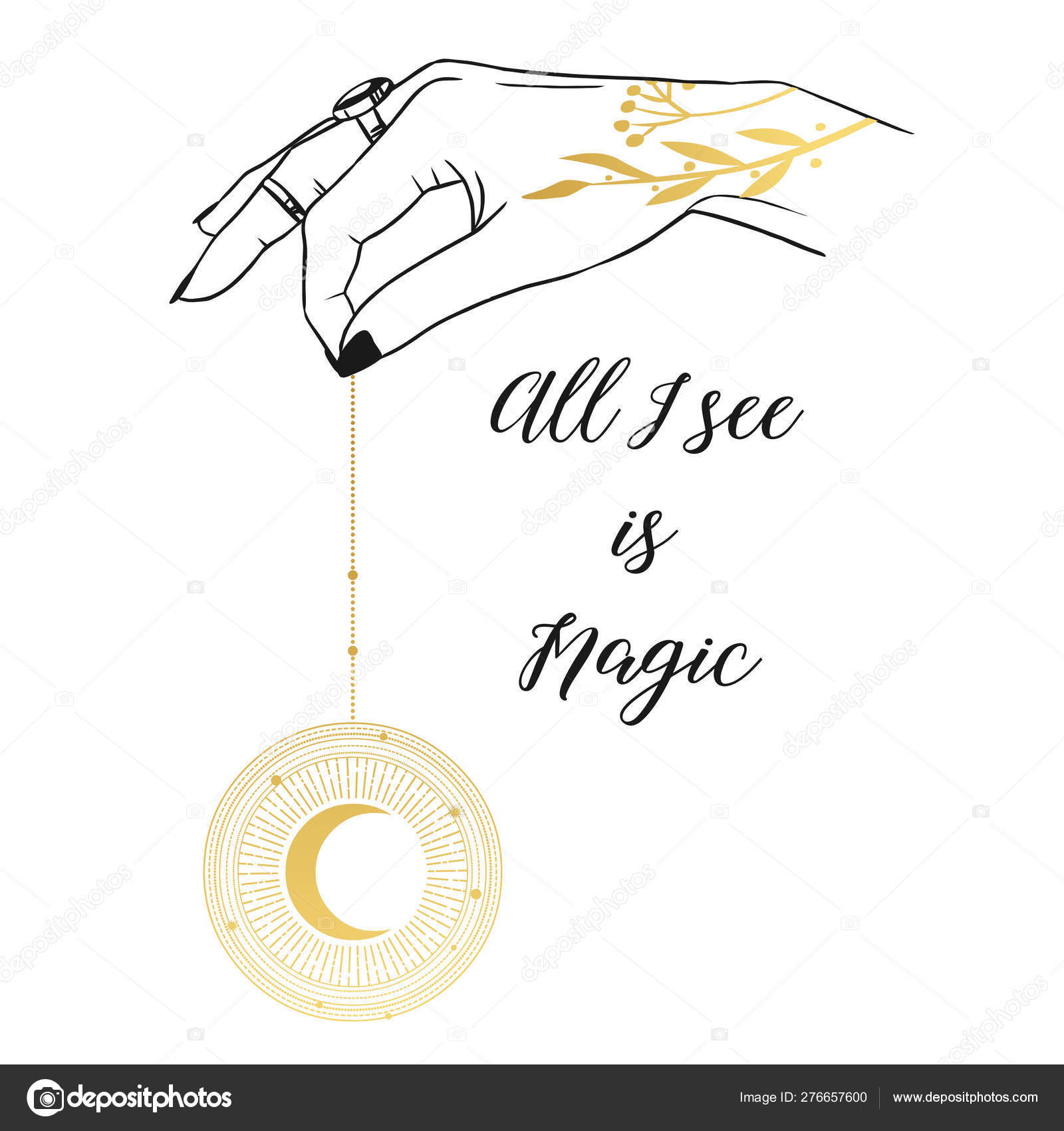 Moon Pendulum Hand Vector Hand Drawn Illustration — Stock Vector ...