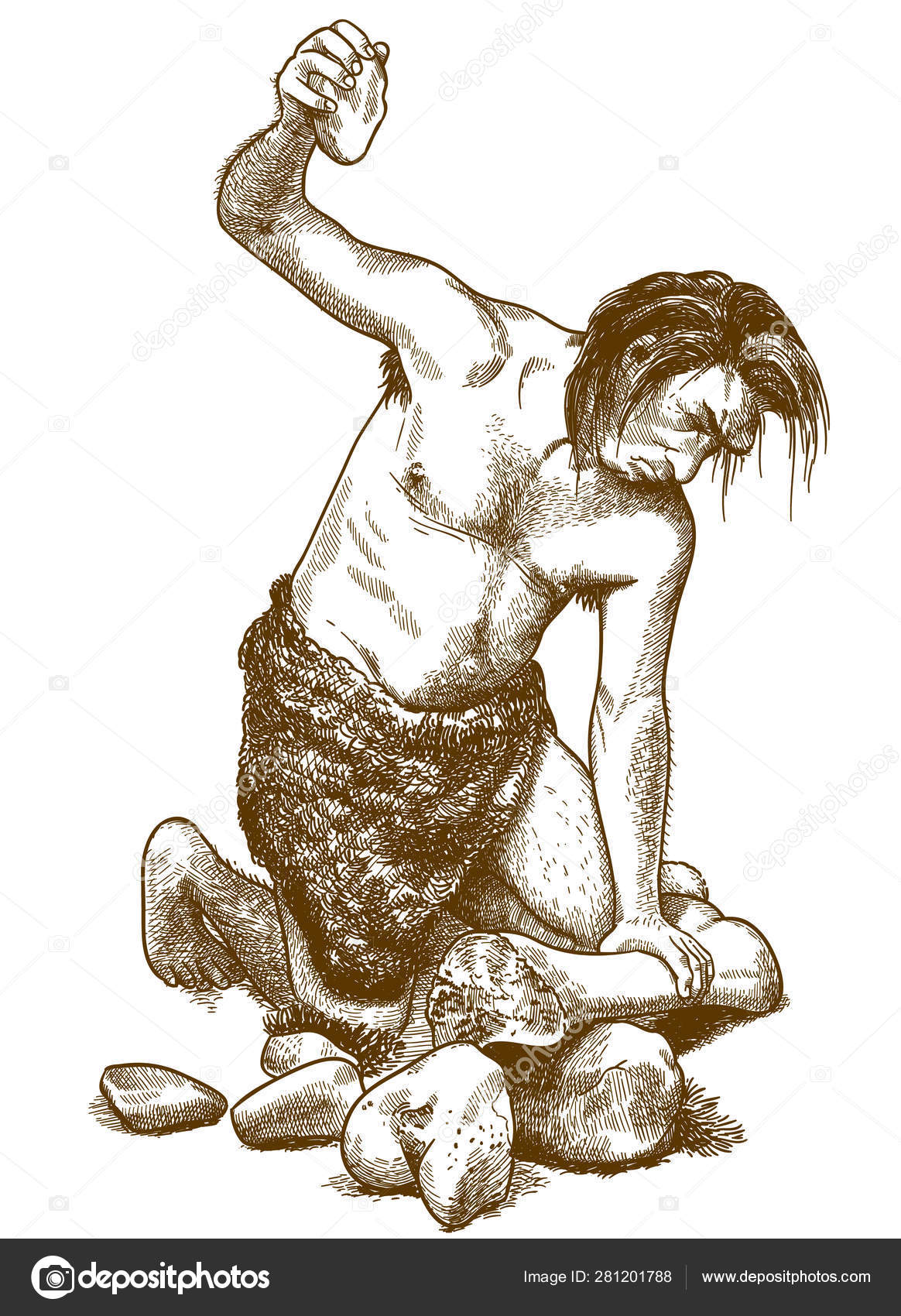 Engraving illustration of caveman Stock Vector Image by ©andreyoleynik ...